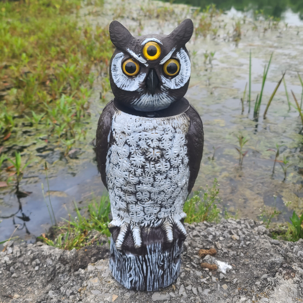 3-Eyed Large Rotating Head Scarecrow Decoy Owl - 18" Tall - Dalen Products
