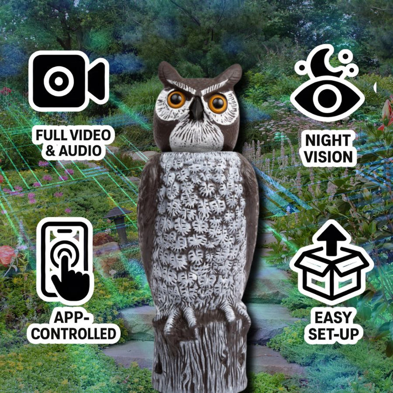 Dalen Dalen Tiger Owl 18in Solar Motion Owl Decoy with Motion-Sensing ...