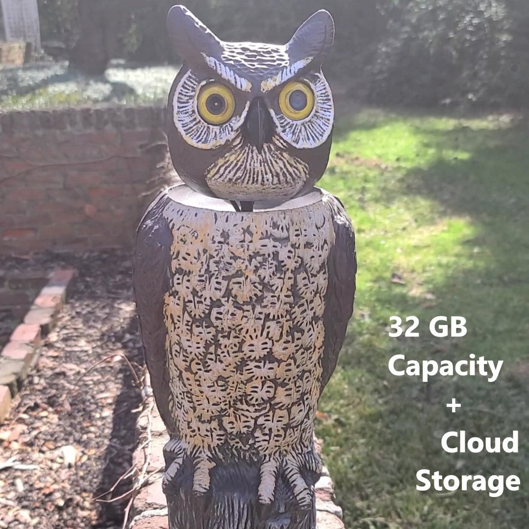 BIRD WATCHER™ Hidden Camera Surveillance Owl 360° Vision Sentry Seer ...